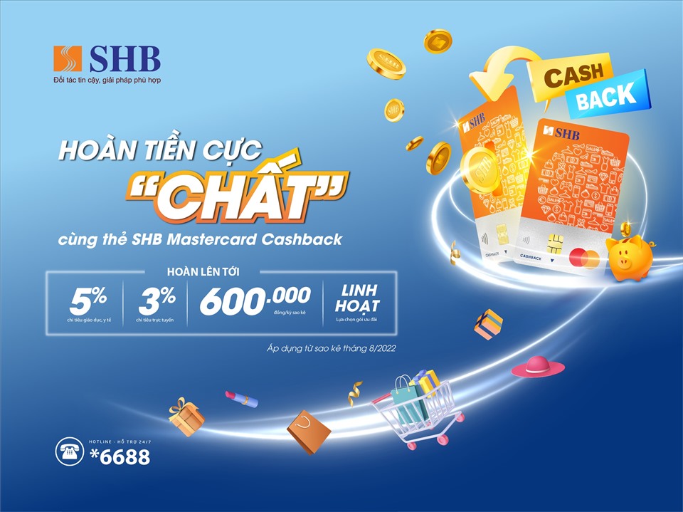 Hoàn đến 5% giao dịch với thẻ SHB MasterCard Cashback