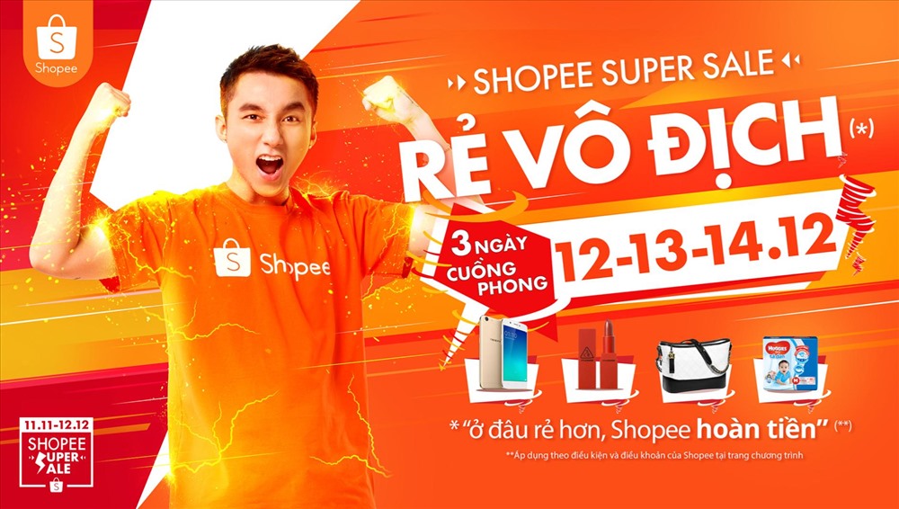 Shopee super sale 12 - 13 - 14.12 mở bán 120.000 mặt hàng rẻ vô địch