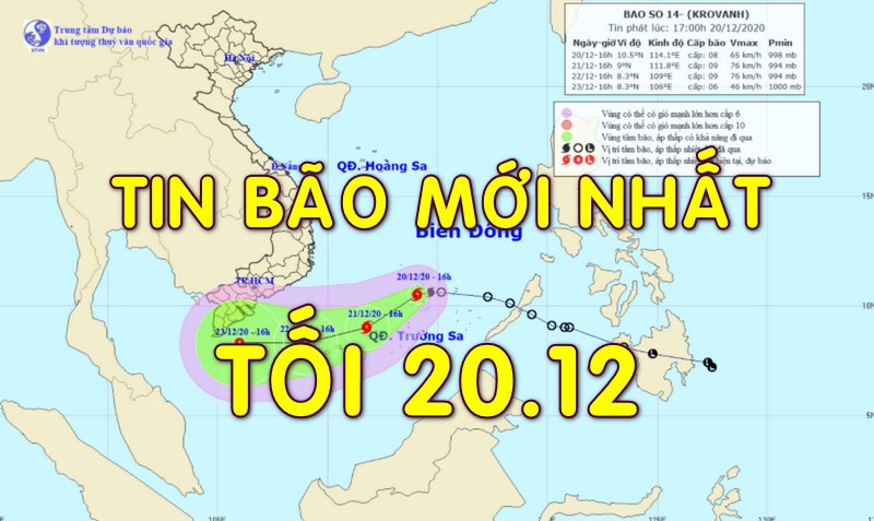 Tin bão mới nhất: Bão số 14 Krovanh giật cấp 10, tiến vào giữa biển Đông