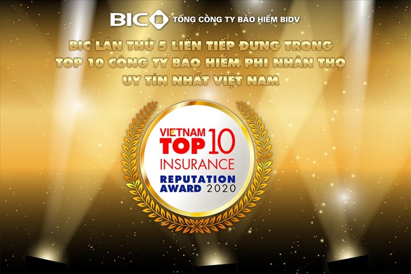 BIC lần thứ 5 lọt Top 10 Cty bảo hiểm phi nhân thọ uy nhất Việt Nam