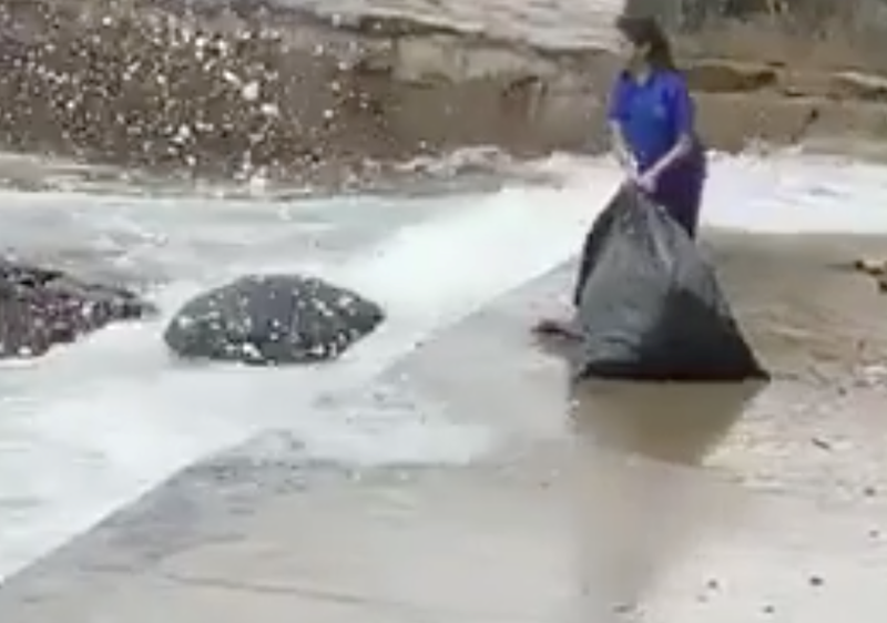 Đề xuất phạt tiền, thu hồi giấy phép quán cafe có nhân viên đổ rác ra biển