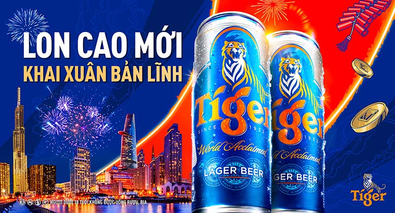 Tiger Beer khuyến mại "Bật lon 250ml, nâng bóng vàng 100 triệu"