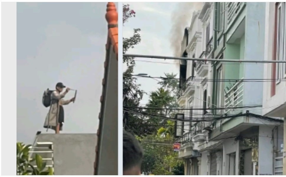 Giải cứu thanh niên nghi ngáo đá ngồi vắt vẻo trên nóc bệnh viện