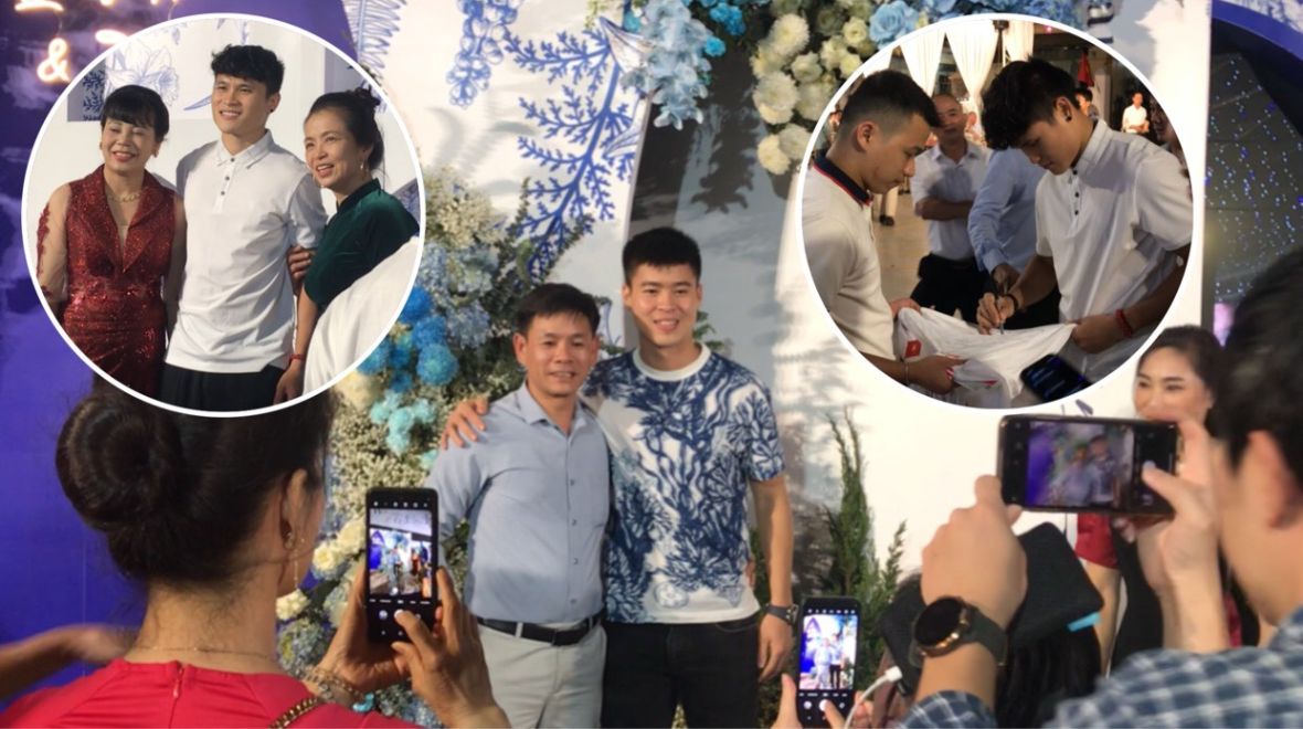 Khách mời đám cưới Quang Hải vây kín Duy Mạnh, Tuấn Hải để xin chữ kí