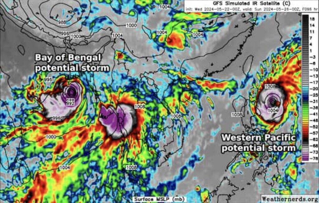 Bão gần Biển Đông dự báo đổ bộ nhiều lần
