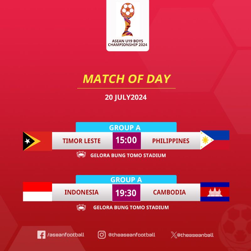 Lịch thi đấu bóng đá U19 Đông Nam Á hôm nay 20.7