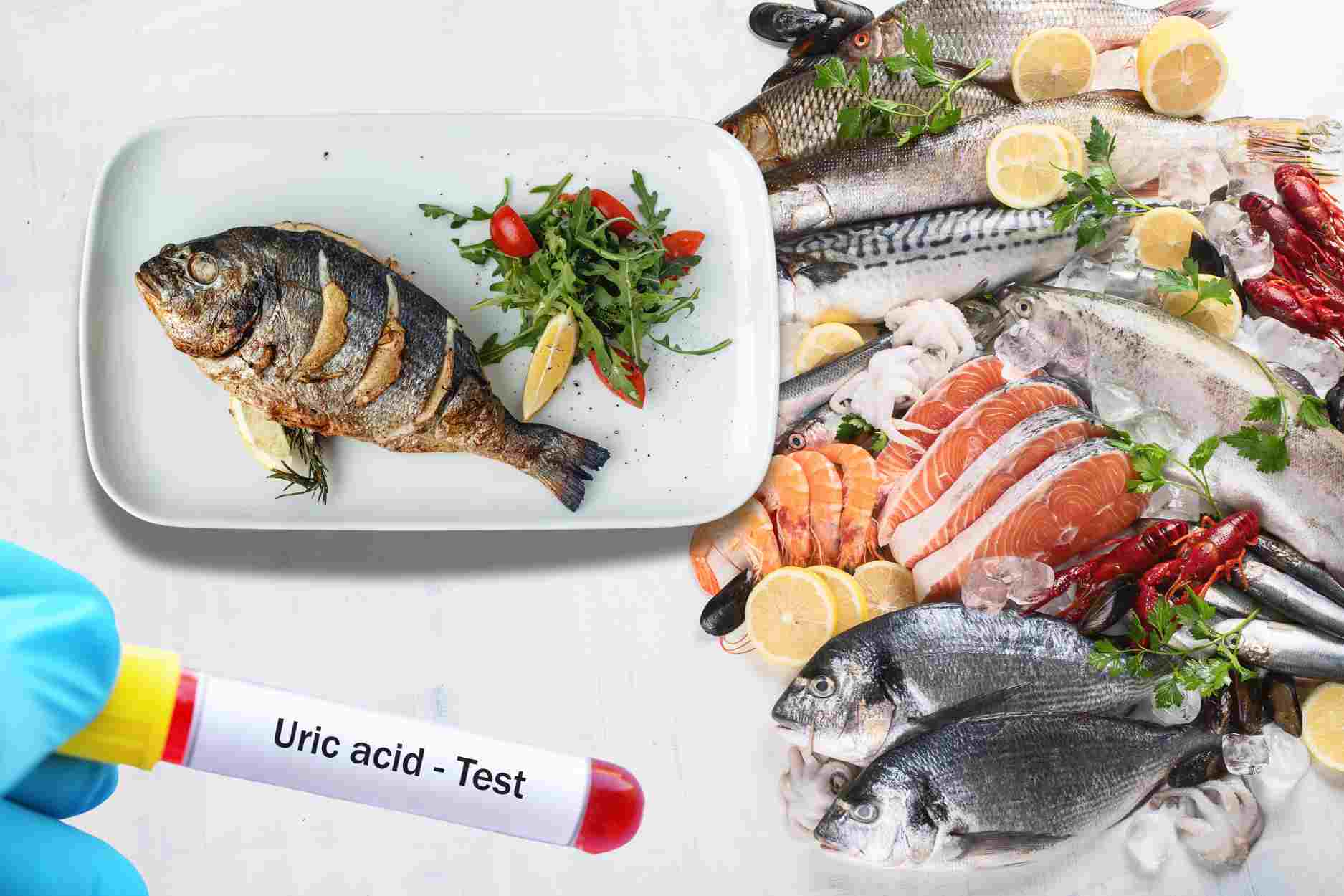 Fish high in purines cause uric acid levels to spike