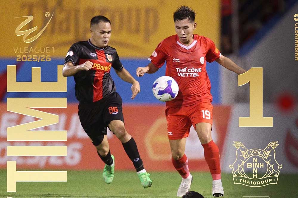 Ninh Binh was held to a draw by The Cong Viettel in a match with 2 red ...